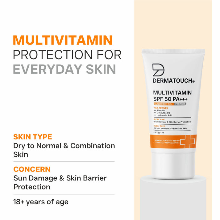 Multivitamin SPF 50 PA+++ Sunscreen Gel 30g – DERMATOUCH